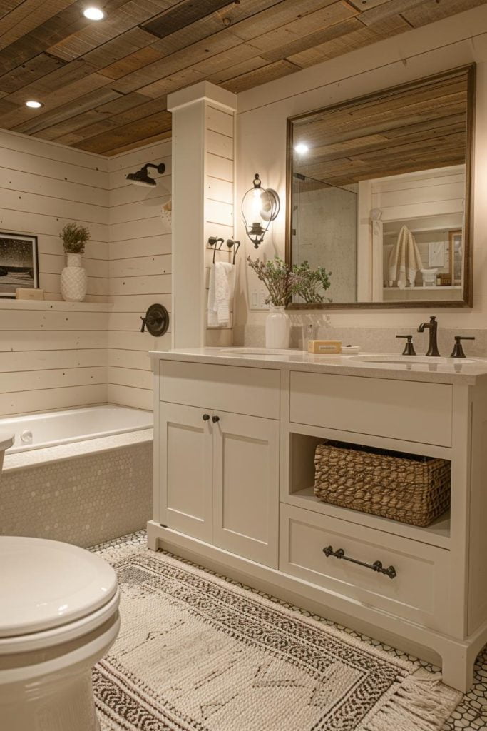 15 Gorgeous Shiplap Bathroom Styles To Impress Your Guests - Lovely Harbor