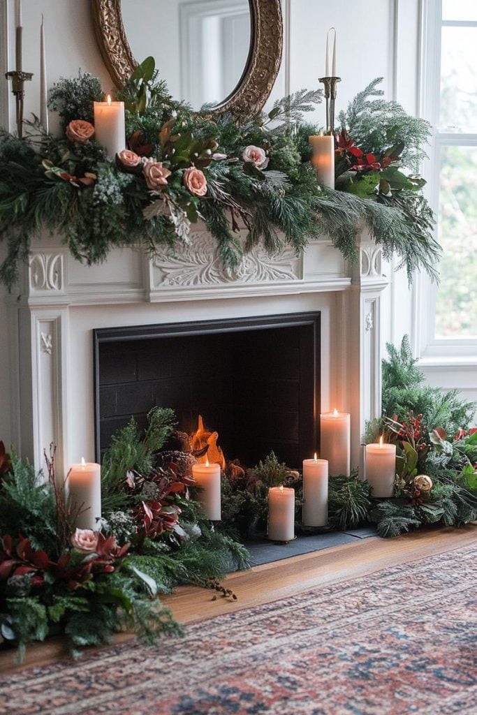 15 Chic Christmas Mantle Decor Ideas For Cozy Fireplaces - Lovely Harbor