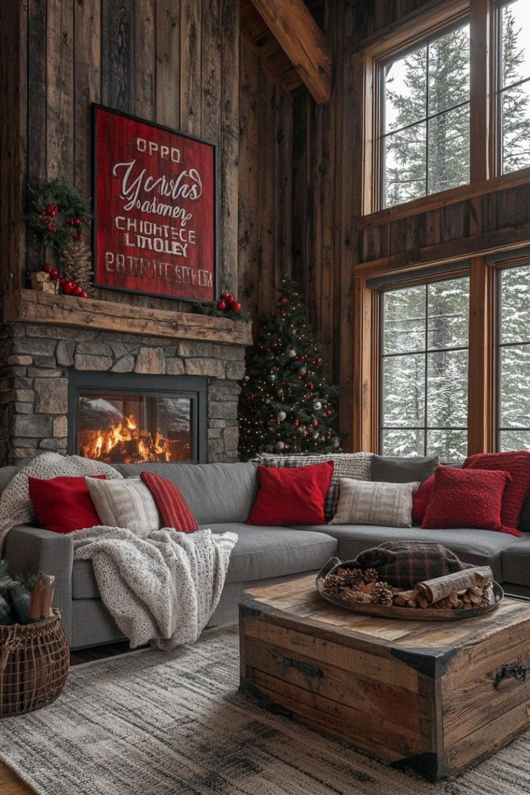 21 Cozy Mountain Lodge Christmas Decor Ideas - Lovely Harbor