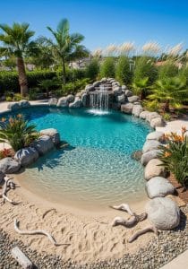 15 Unique Beach Entry Pool Ideas For Your Backyard Oasis - Lovely Harbor