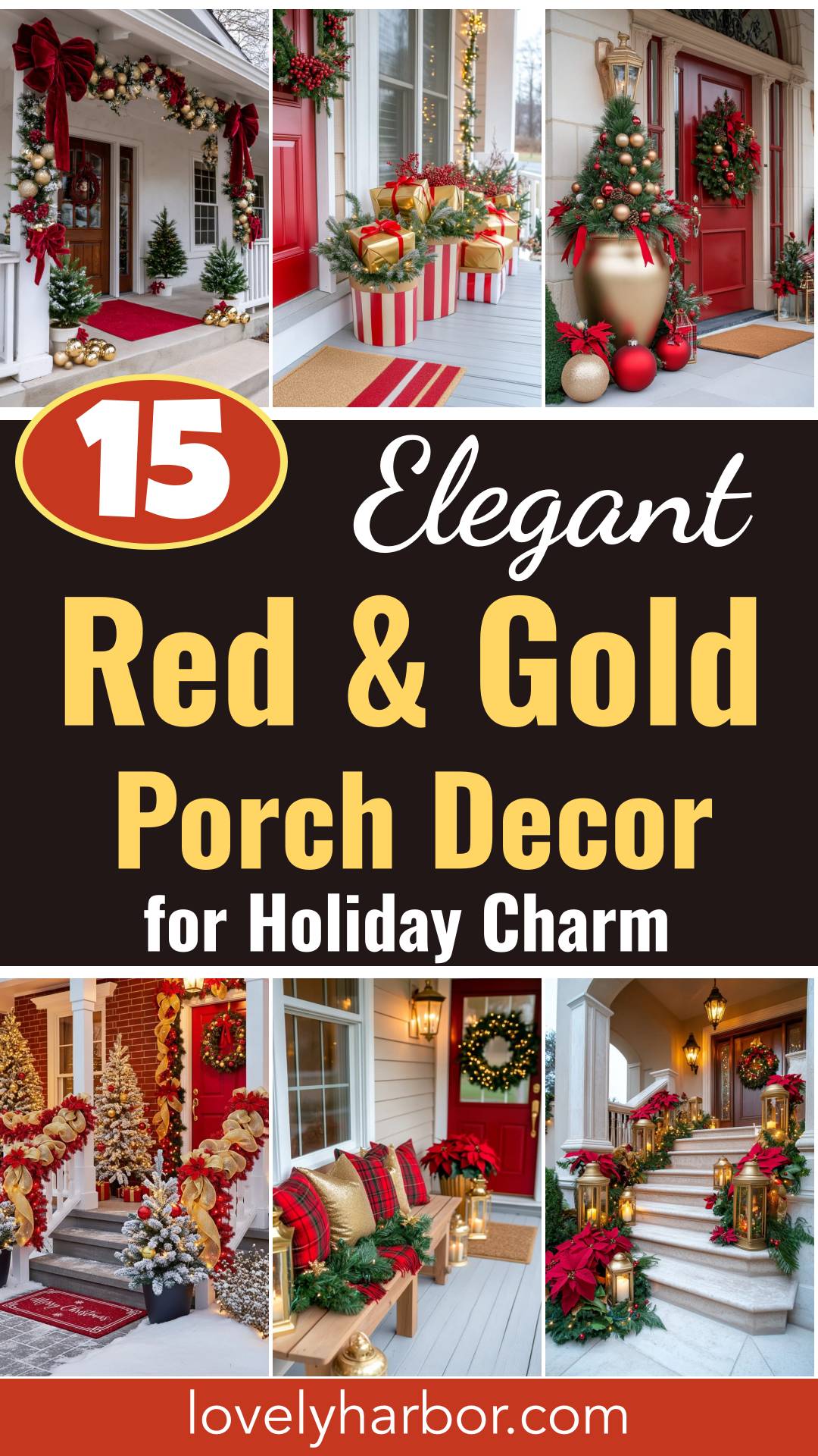 15 Red And Gold Christmas Front Porch Decor Ideas For A Classic Holiday ...