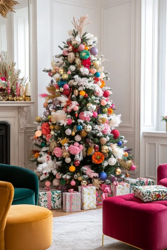 21 Whimsical Colorful Christmas Trees That Wow! - Lovely Harbor
