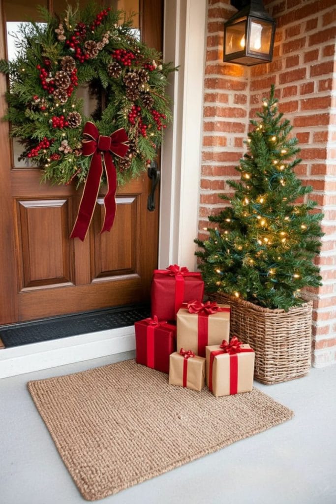 21 Festive Christmas Doorstep Decor Ideas For A Warm Welcome - Lovely ...