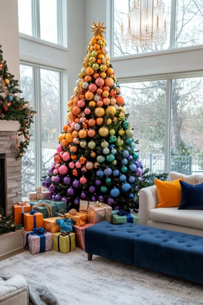 21 Whimsical Colorful Christmas Trees That Wow! - Lovely Harbor