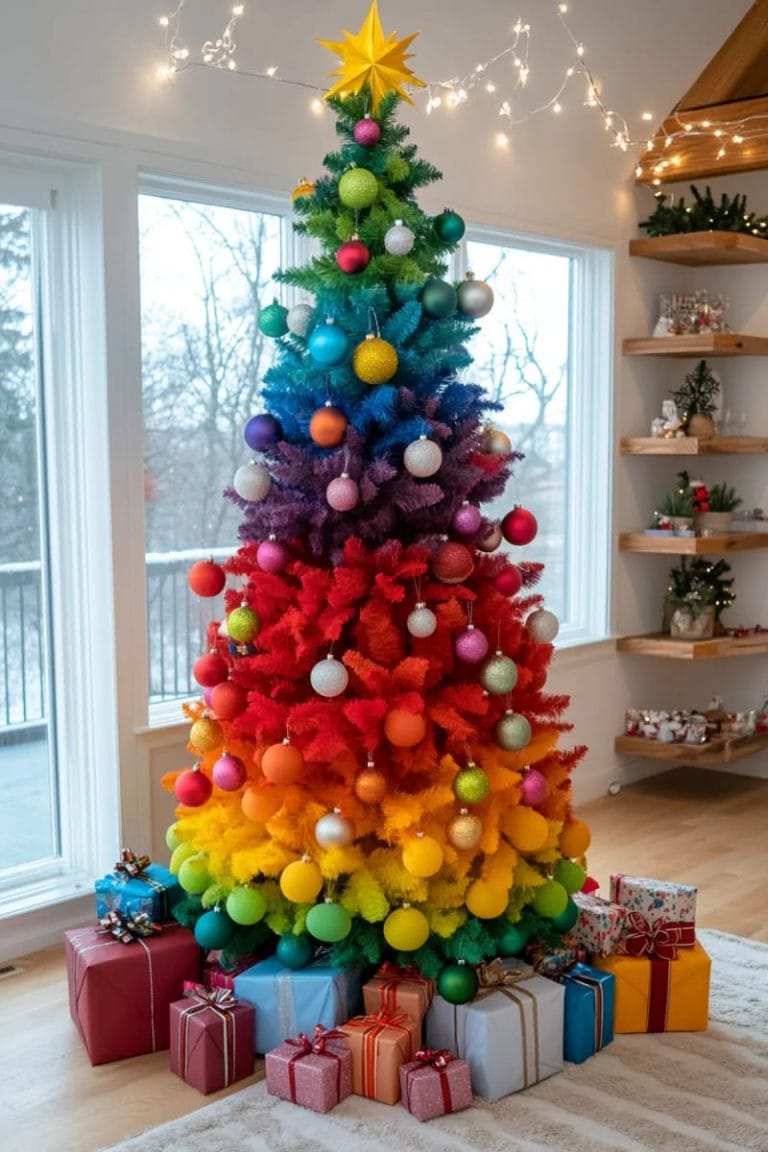 21 Whimsical Colorful Christmas Trees That Wow! - Lovely Harbor