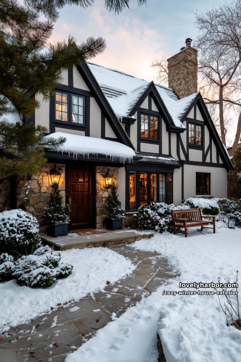 15 Cozy Winter House Exteriors For A Magical Season - Lovely Harbor