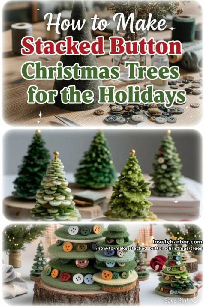 How To Make Stacked Button Christmas Trees For The Holidays - Lovely Harbor