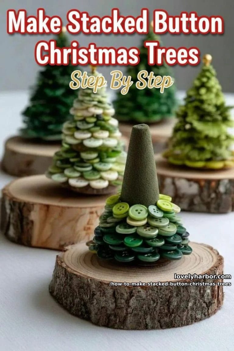 How To Make Stacked Button Christmas Trees For The Holidays - Lovely Harbor