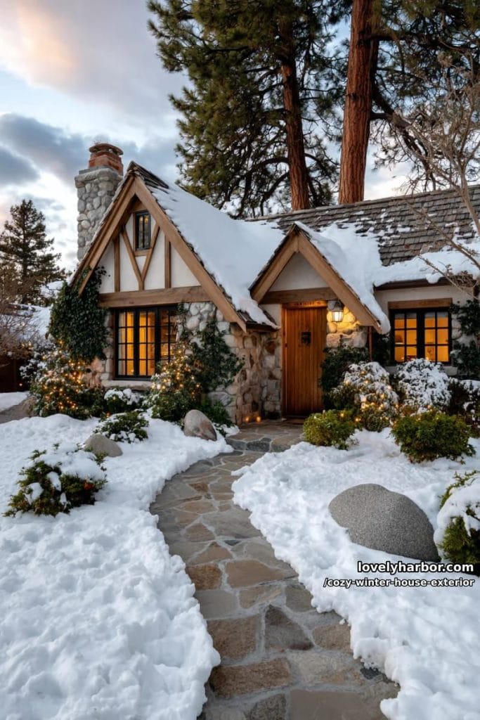 15 Cozy Winter House Exteriors For A Magical Season - Lovely Harbor