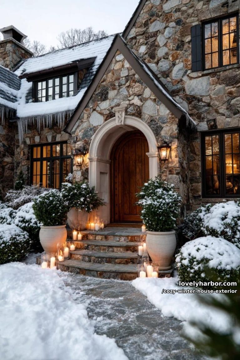15 Cozy Winter House Exteriors For A Magical Season - Lovely Harbor