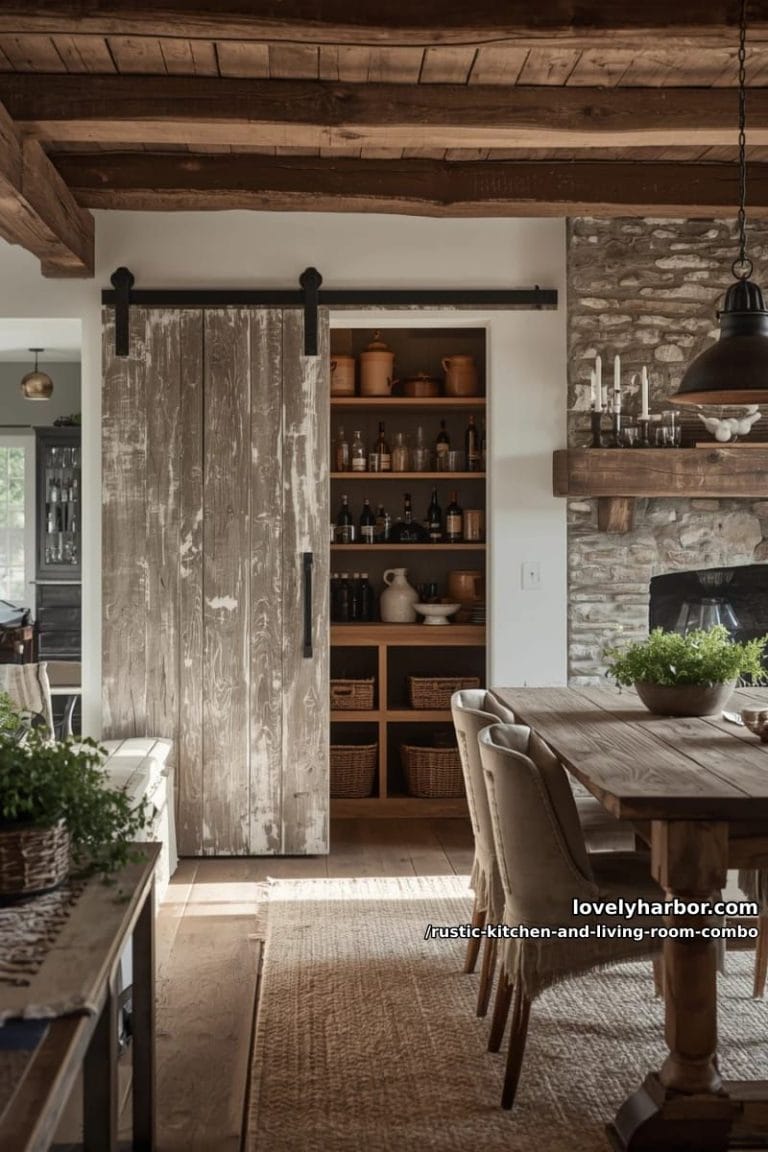 15 Rustic Kitchen And Living Room Combos For Modern Homes - Lovely Harbor