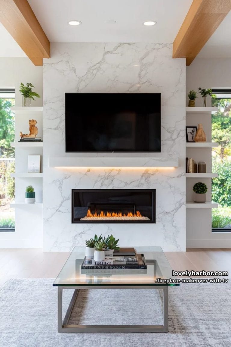 15 Elegant Ideas For Fireplace Makeover With TV - Lovely Harbor