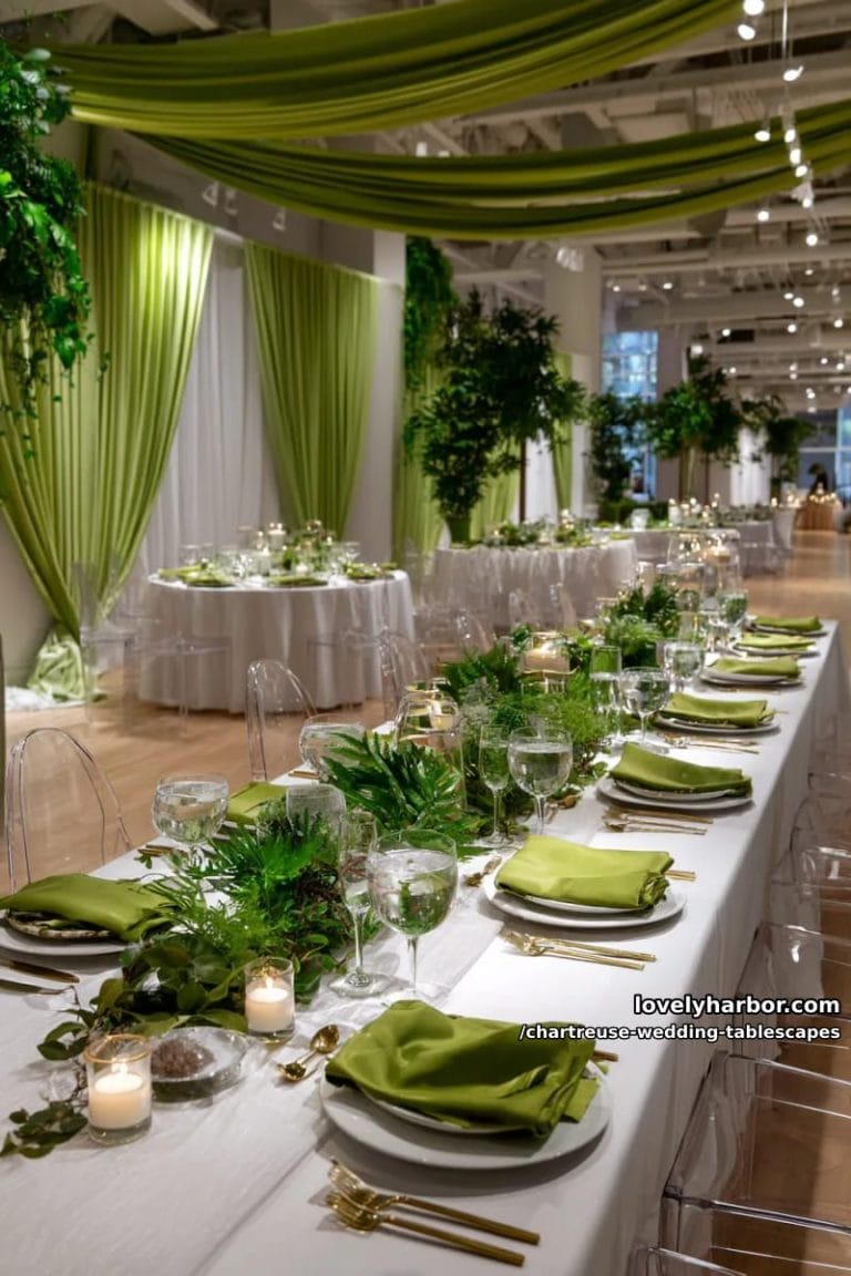 15 Chartreuse Tablescapes For Contemporary Weddings - Lovely Harbor