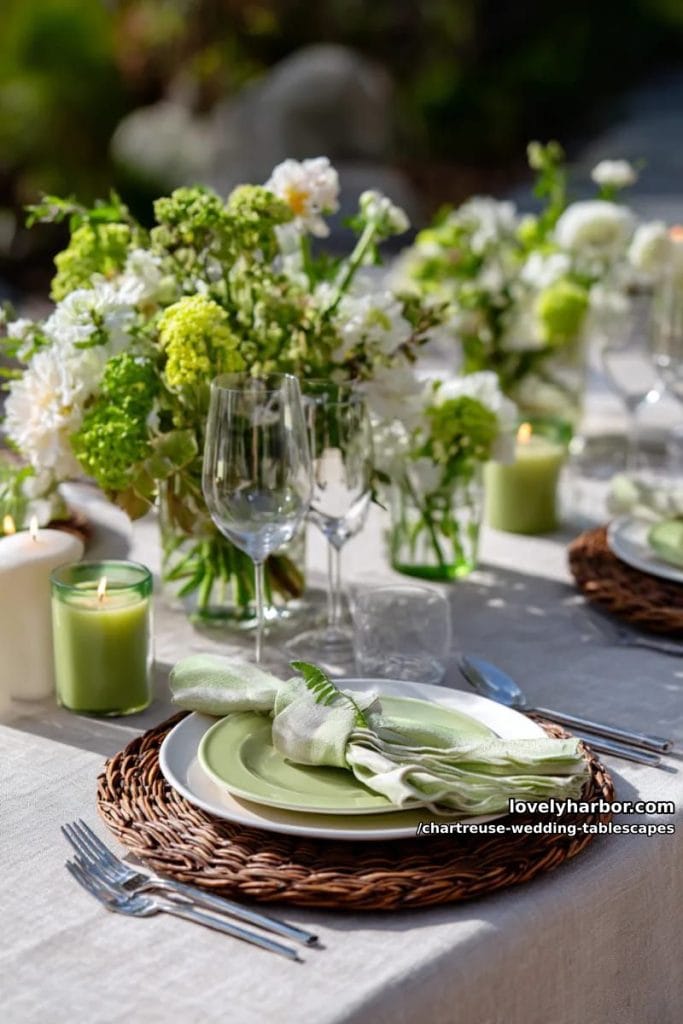 15 Chartreuse Tablescapes For Contemporary Weddings - Lovely Harbor