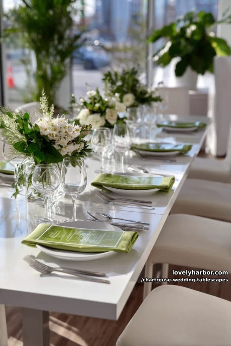 15 Chartreuse Tablescapes For Contemporary Weddings - Lovely Harbor