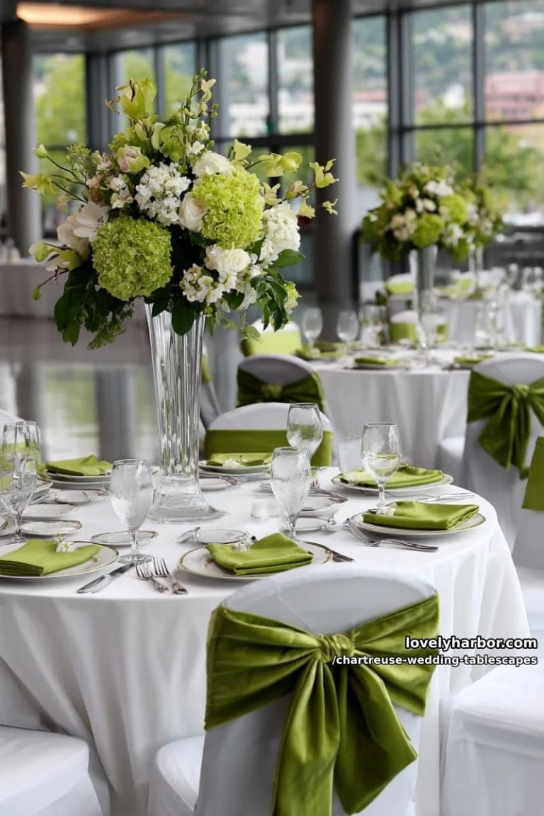 15 Chartreuse Tablescapes For Contemporary Weddings - Lovely Harbor