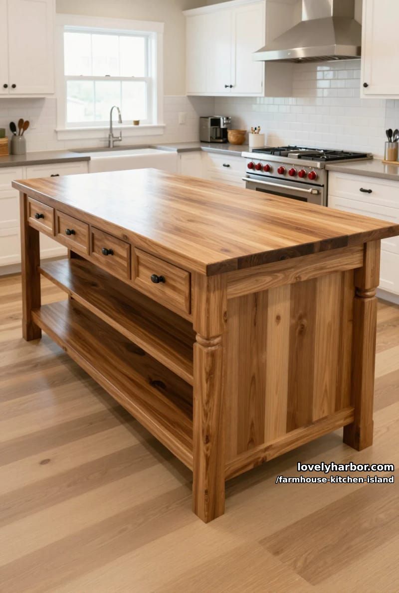 20 Farmhouse Kitchen Island Designs To Inspire You - Lovely Harbor